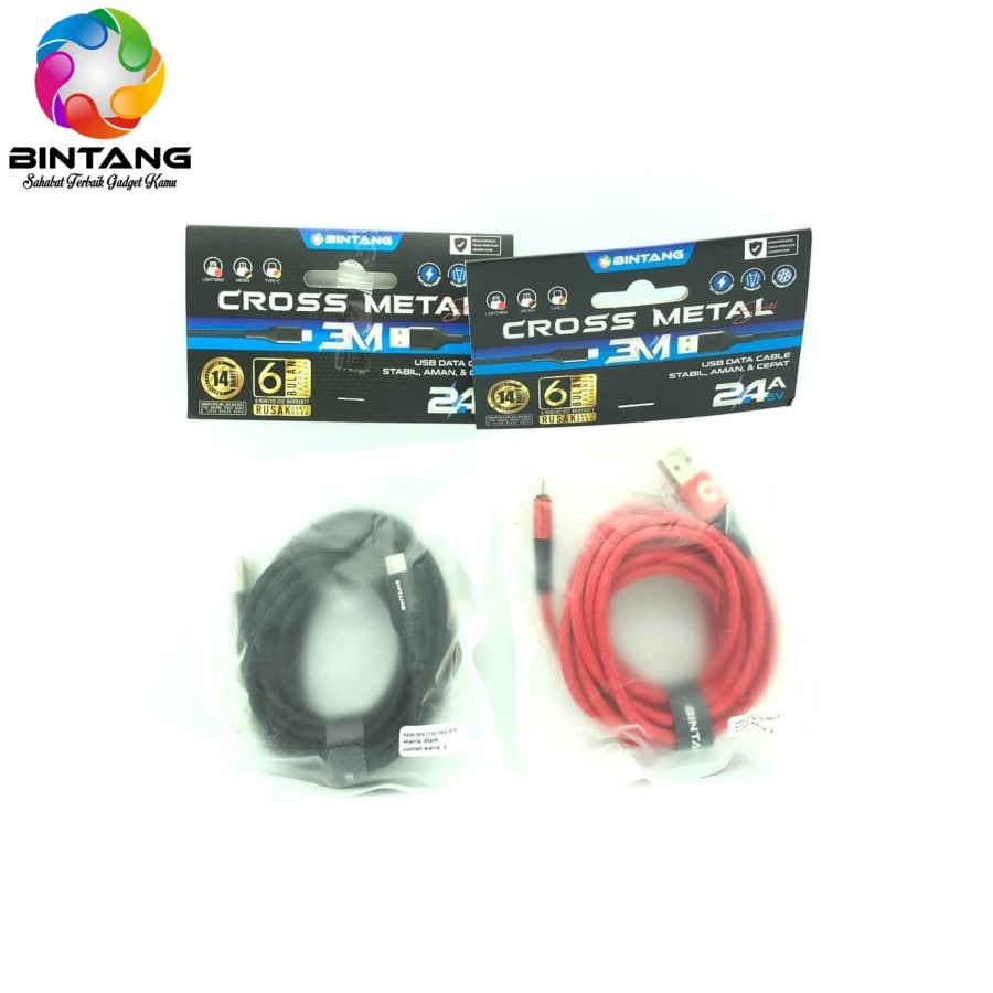 Jual KABEL DATA BT CROSS METAL V8 3M | Shopee Indonesia