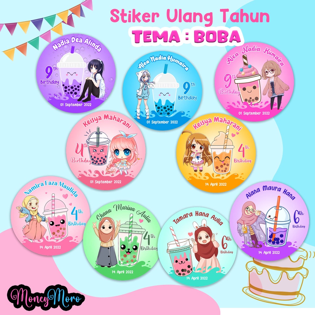 Jual MoneyMoro Stiker Ulang Tahun Boba / Label Birthday Boba | Shopee ...