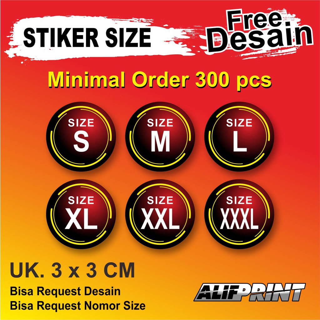 Jual Stiker Size | Stiker Label | Stiker Nomor | Stiker Hangtag ...
