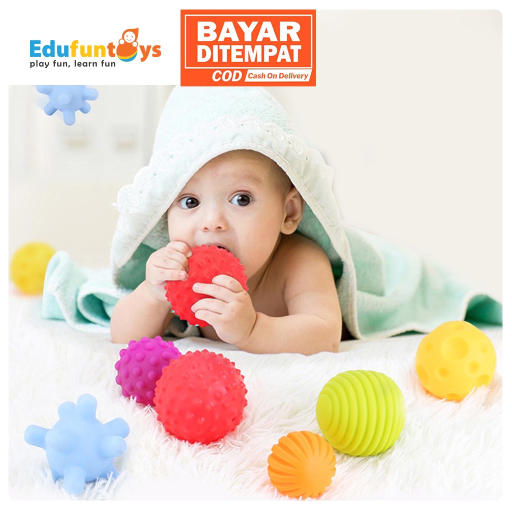 Jual Mainan BOLA SENSORY silikon isi 6/ bola texture soft ball/ mainan ...