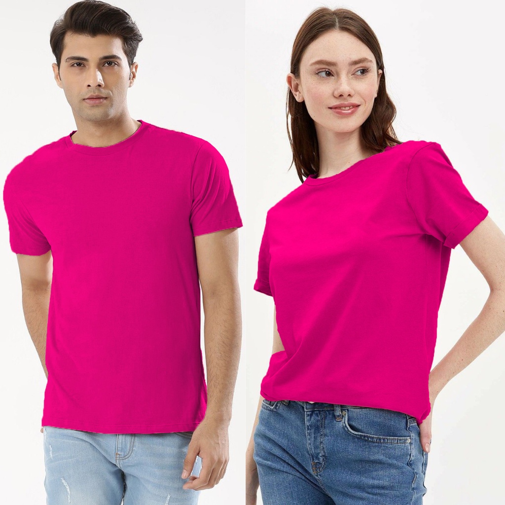Jual Baju Kaos Warna Pink Fanta Lengan Pendek Polos O Neck Unisex Bahan ...