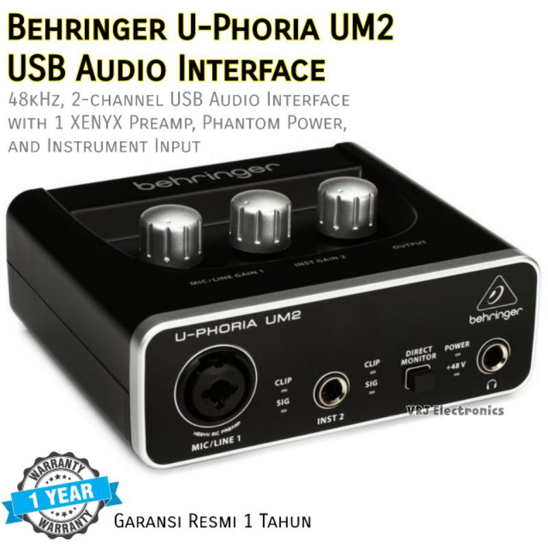 Jual Behringer U-Phoria UM2 USB Audio Interface Soundcard Recording ...