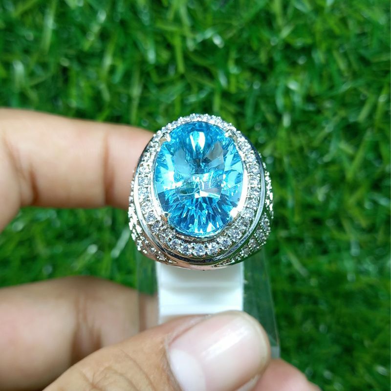Jual CINCIN BATU BLUE TOPAZ SWISS NATURAL | Shopee Indonesia