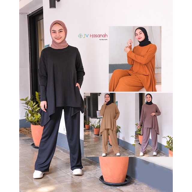 Jual Setelan Celana dan Rok Simple Waffle - JV Hasanah Oneset Simple ...