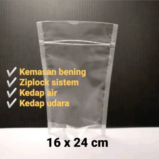 Jual Standing pouch bening ziplock 1000 gram/ 1kg uk 16 x 24 cm harga ...