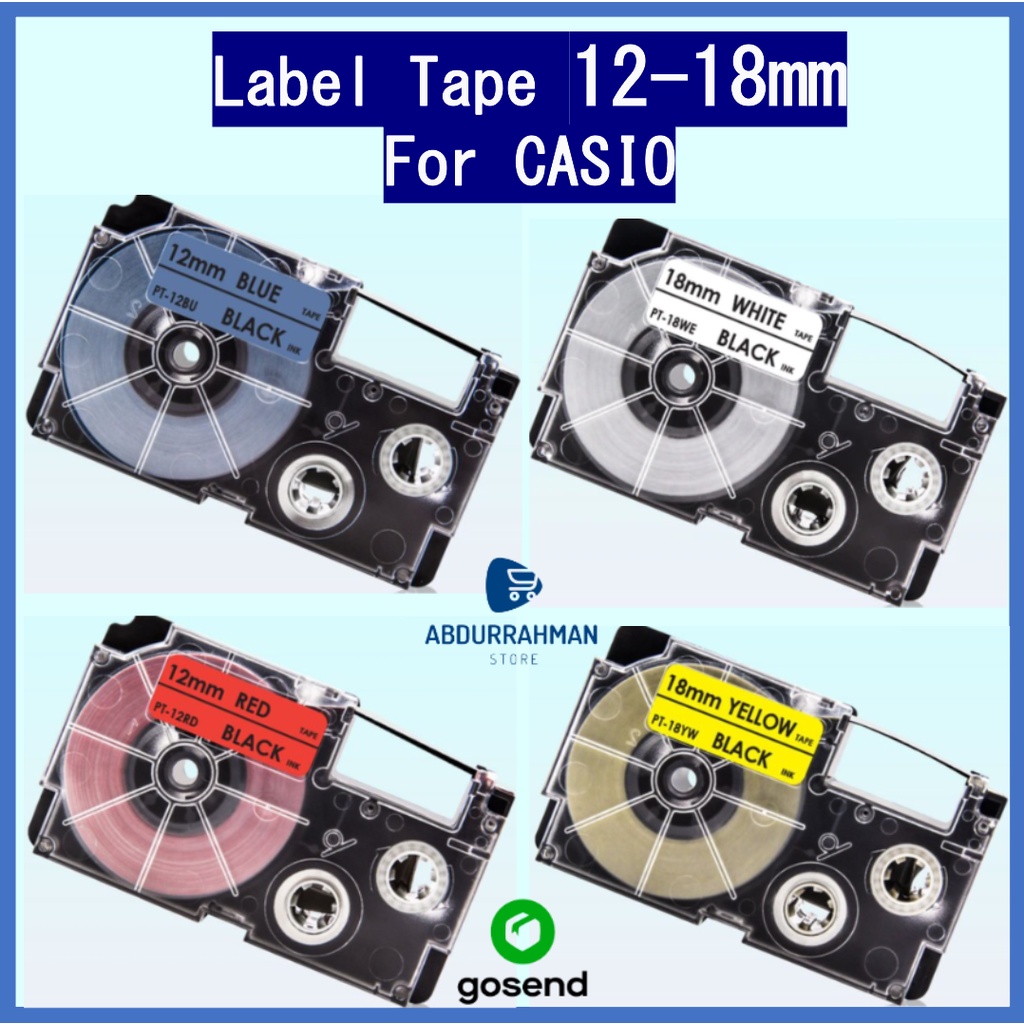 Jual Label Tape 9 12 18 mm for Casio EZ Label Tape Printer 9mm 12mm ...