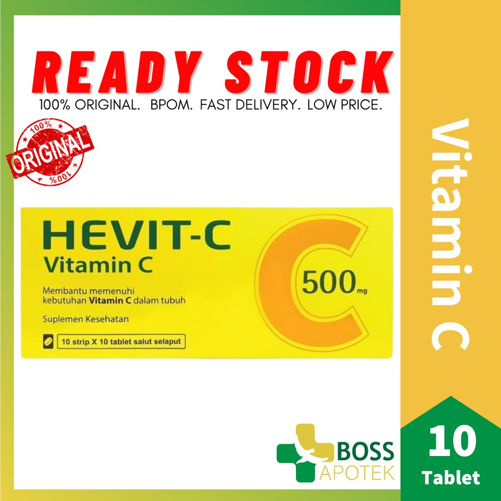 Jual HEVIT-C VITAMIN C 500 MG 10 TABLET daya tahan tubuh | Shopee Indonesia