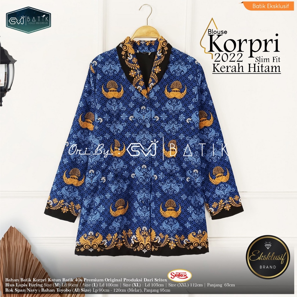 Jual KORPRI TERBARU 2022 WANITA KERAH HITAM FULL FURING SERAGAM COUPLE PASANGAN KEMEJA DAN ...