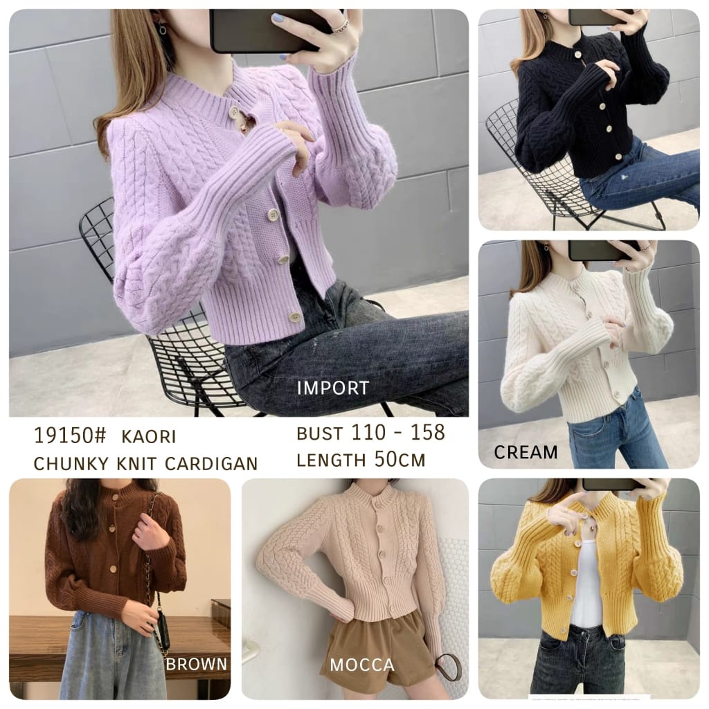 Jual Kaori Chunky Knit Cardigan Import TM 19150 | Shopee Indonesia
