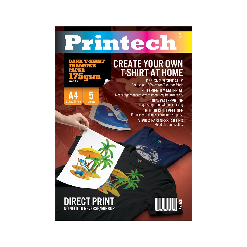 Jual PRINTECH Dark T-Shirt Transfer Paper A4 175 gsm - 02027 | Shopee ...