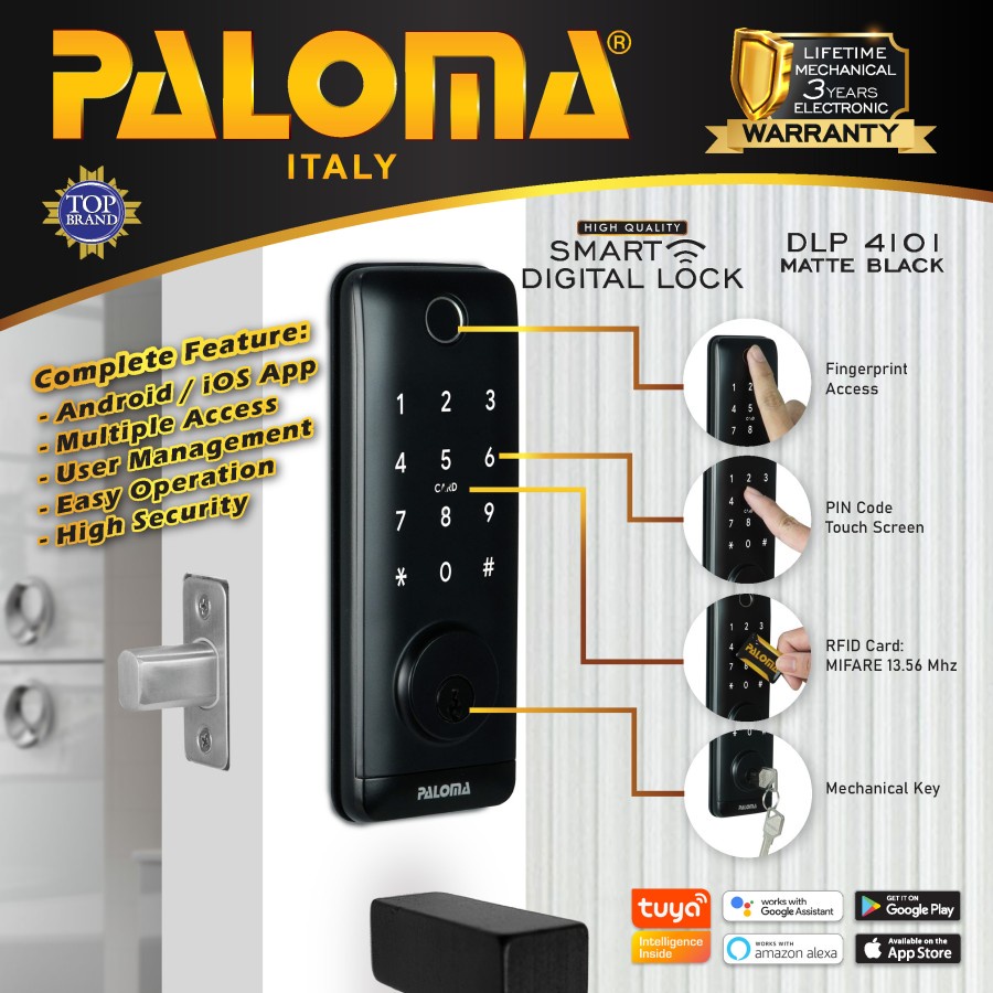Jual PALOMA DLP 4101 Digital Lock Deadbolt Smart Home Door Kunci Pintu ...