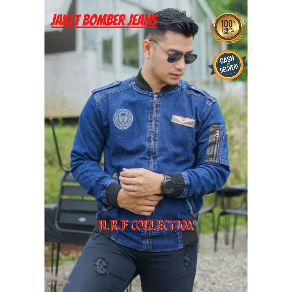 Jual JAKET BOMBER JEANS ORIGINAL PRODUK INDONESIA DENGAN DESAIN SIMPLE ...