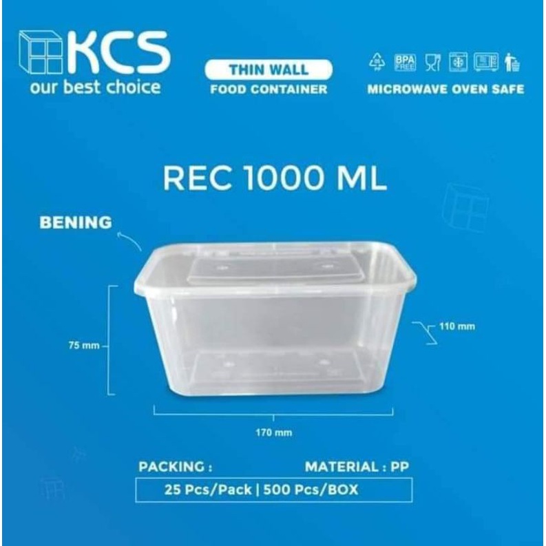 Jual THINWALL KCS KOTAK 1000ML FREE DUS BENING KONTAINER PLASTIK WADAH ...