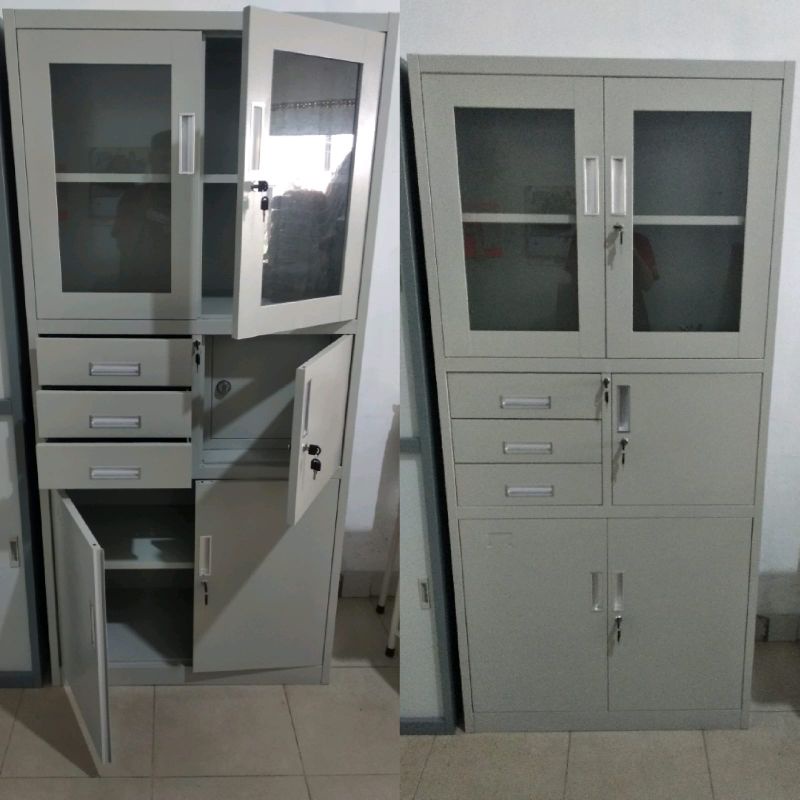 Jual lemari arsip / lemari kantor kombinasi brankas besi kaca 2 pintu ...