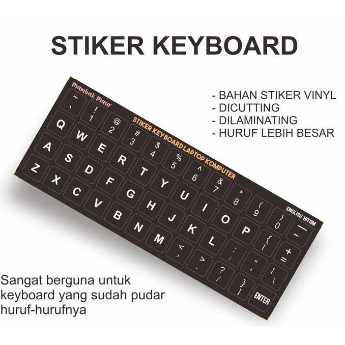 Jual Stiker Keyboard Layout English Warna Black/Hitam Untuk Laptop Komputer | Shopee Indonesia