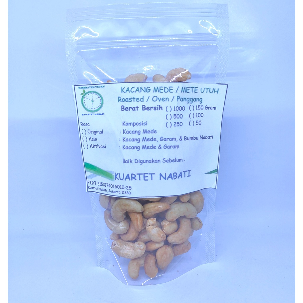 Jual 100gr Kuartet Nabati Roasted Mede Utuh Size Sedang - Besar Mete ...