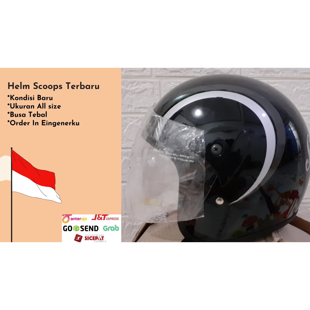 Jual Helm Retro Scoops / Scoopy - Black Glossy | Shopee Indonesia