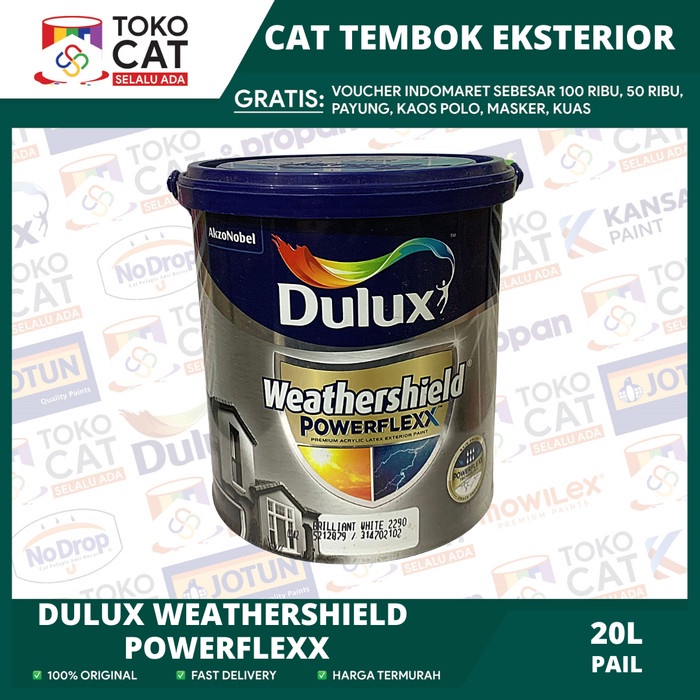 Jual CAT TEMBOK DULUX WEATHERSHIELD POWERFLEXX WARNA STANDART 20L PAIL ...