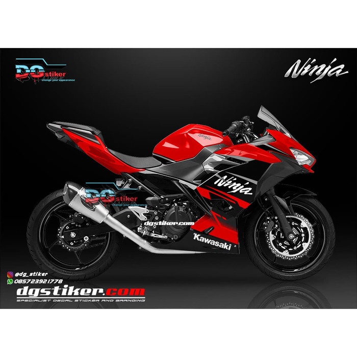 Jual Decal Sticker New Ninja 250 FI Hitam Merah Simpel DG Stiker ...