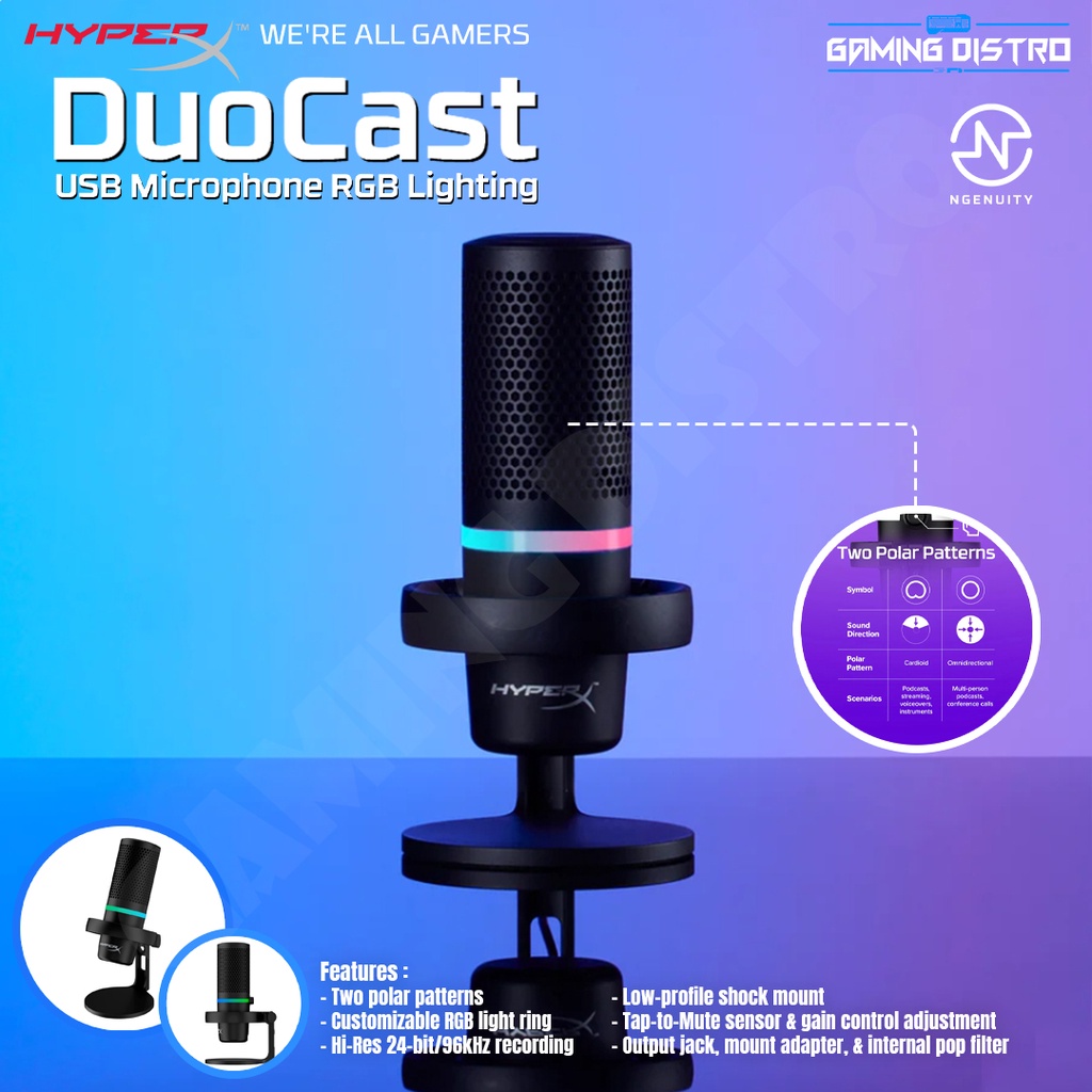 Jual Microphone HyperX DuoCast USB RGB Cardioid & Omnidirectional ...