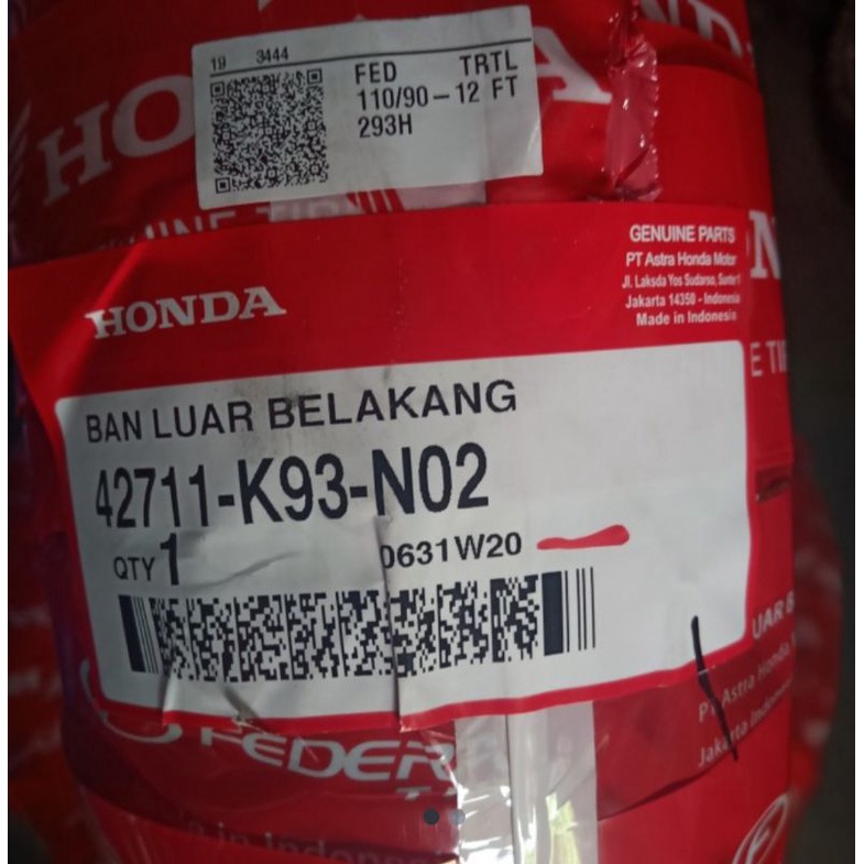 Jual Ban Tubeless Honda AHM Federal,100/90-12 &110/90-12 K93-N02 Scoopy f1 | Shopee Indonesia