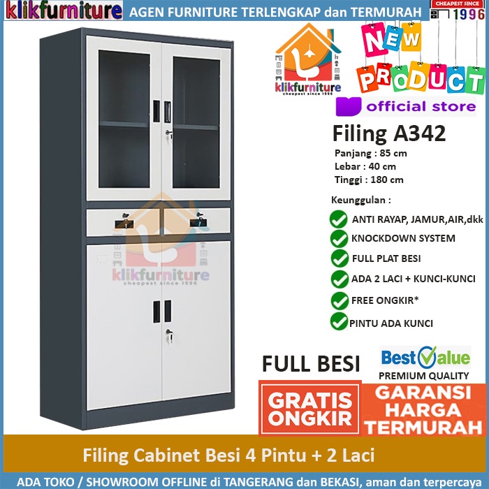 Jual Lemari Arsip Filing Cabinet Besi 4 Pintu 2 Laci A342 | Shopee ...