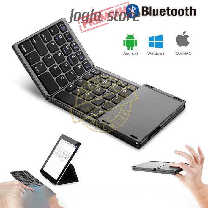 Jual Keyboard Bluetooth Lipat Foldable Keyboard Touchpad Wireless ...