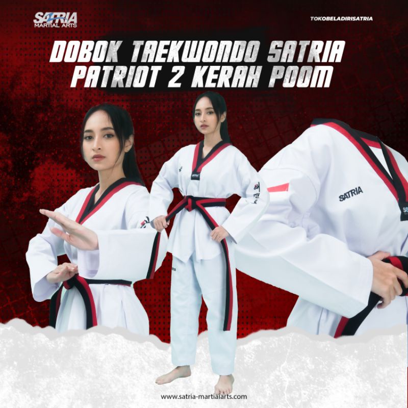 Jual DOBOK TAEKWONDO SATRIA PATRIOT 2 KERAH POOM | Shopee Indonesia