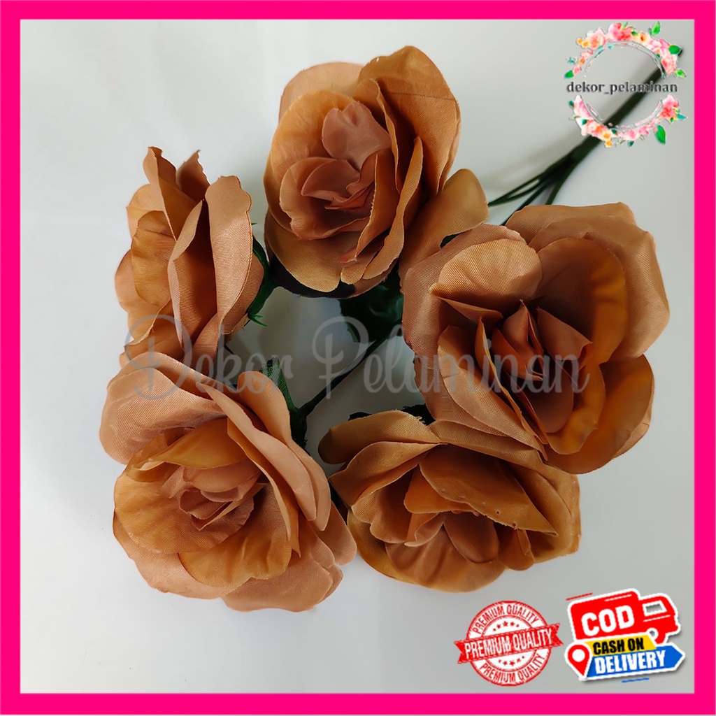 Jual BUNGA MAWAR ROSE TANGKAI 5 MURAH ARTIFICIAL - MAWAR PLASTIK ROSE ...