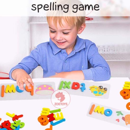 Jual Zoetoys Spelling Game | Treehole Moveable Wooden Word Jumble ...