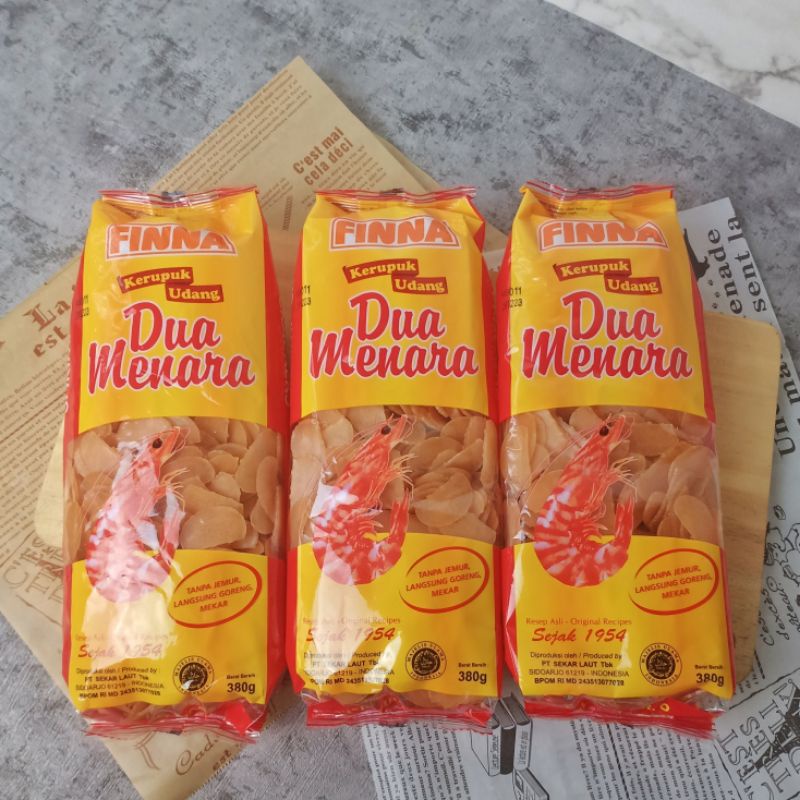 Jual FINNA KERUPUK UDANG DUA MENARA 380gr | Shopee Indonesia