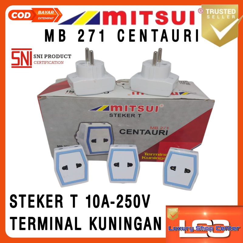 Jual stop Kontak cabang 3 datar centauri steker T Mitsui MB271 SNI ...