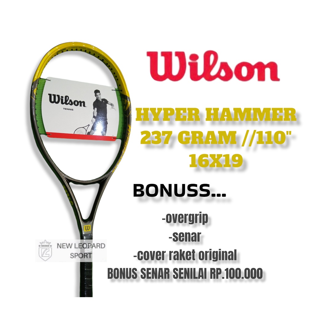 Jual Raket Tenis Wilson Hyper Hammer 2.3 (Grey/Gold) 237gr 110" grip 4 ...