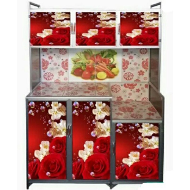 Jual Wallpaper Dan Sticker Rak Piring Untuk Ukuran 6 Pintu,Motif Bunga ...