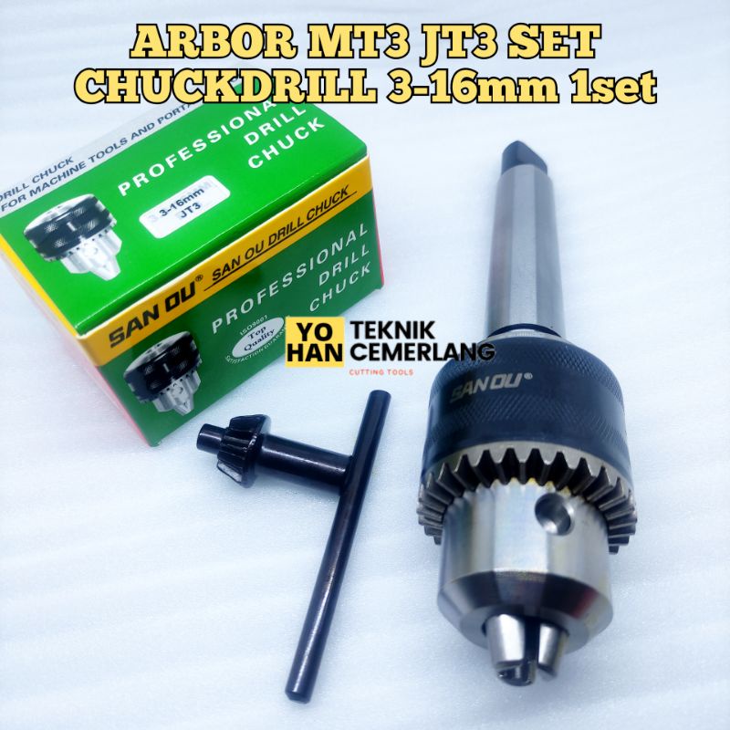 Jual Arbor Hower MT3 JT3 Set Chuck Drill 3mm - 16mm Kepala Bor Drill ...