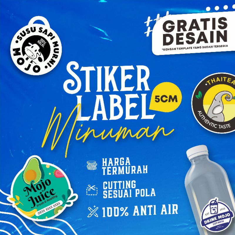 Jual Stiker Label Minuman Karakter Lucu Anti Air Termurah 5cm Gratis ...
