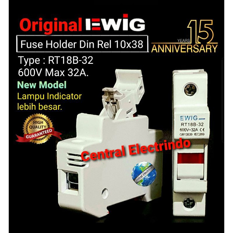 Jual Fuse Holder EWIG 10×38 Rumah Fuse Keramik 10×38 Din Rail Model MCB ...
