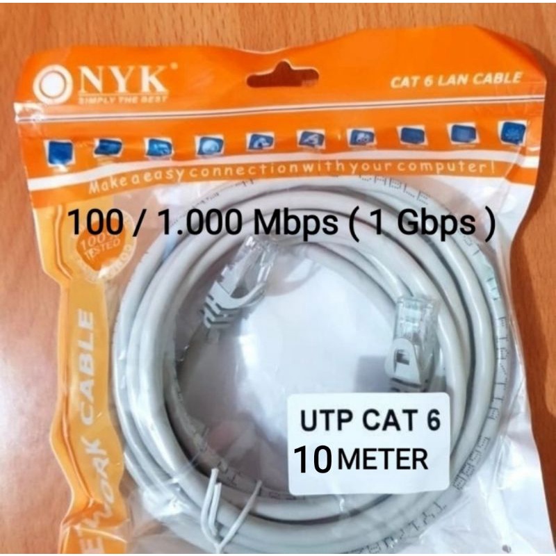 Jual Kabel CAT6 LAN 10 meter CAT 6 cable LAN RJ45 3M 100/1000Mbps 1Gbps High quality speed ...