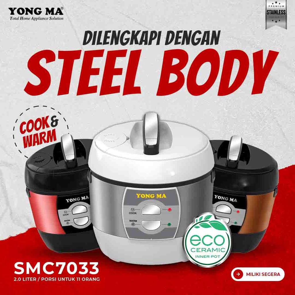 Jual Rice Cooker Magic Com Yong Ma YongMa SMC 7033 Kapasitas 2 Liter | Shopee Indonesia