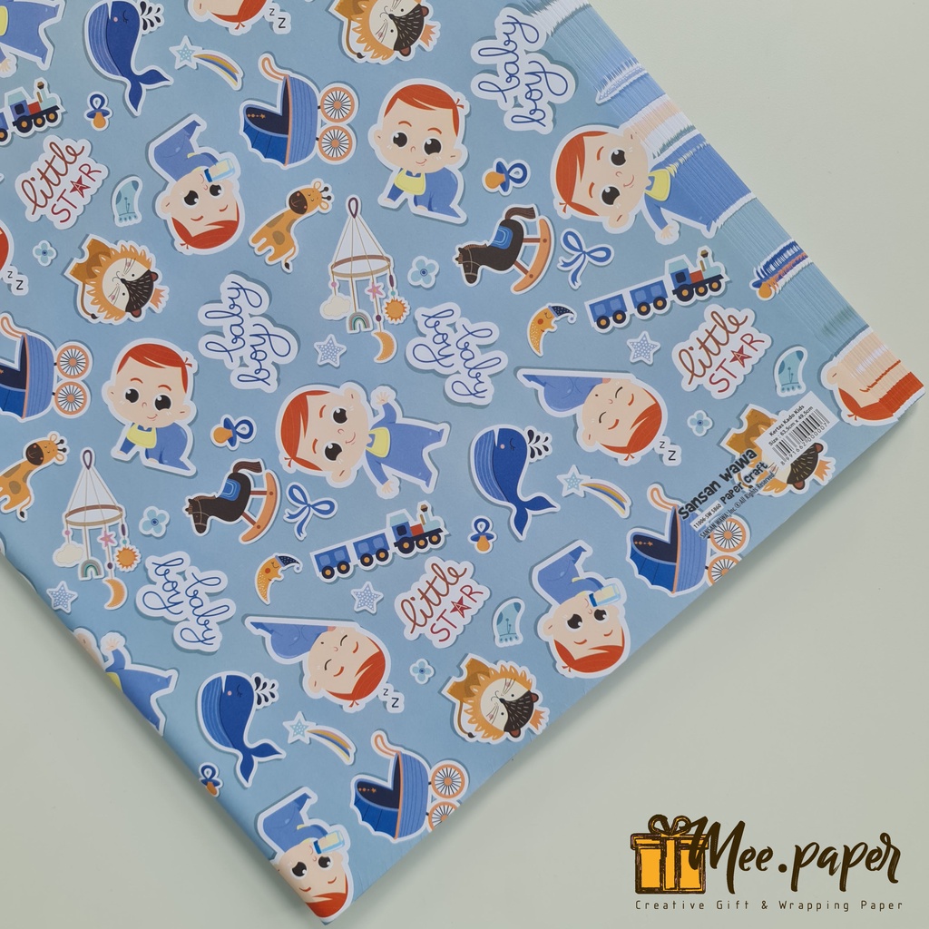 Jual Kertas Kado Sansan Wawa Motif Baby Boys 19 Little Star, Bungkus ...