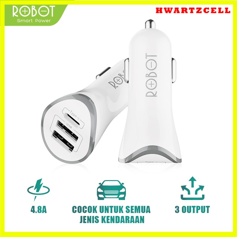 Jual ROBOT RT-C08 Car Charger Colokan Mobil - 3 Port USB & Type C - Garansi Resmi 1 Tahun by ...