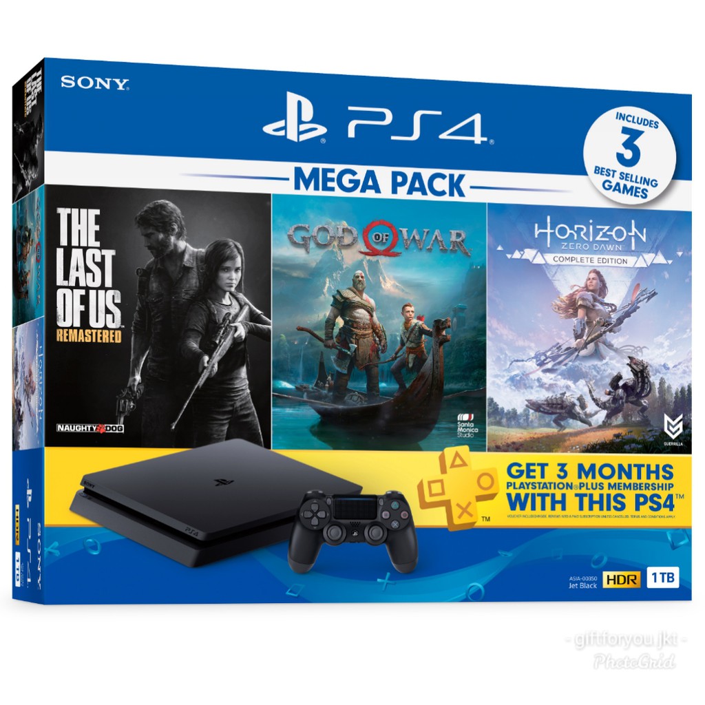 Jual Sony Playstation PS4 Slim 1TB Mega Pack Bundle 3 Game Garansi ...