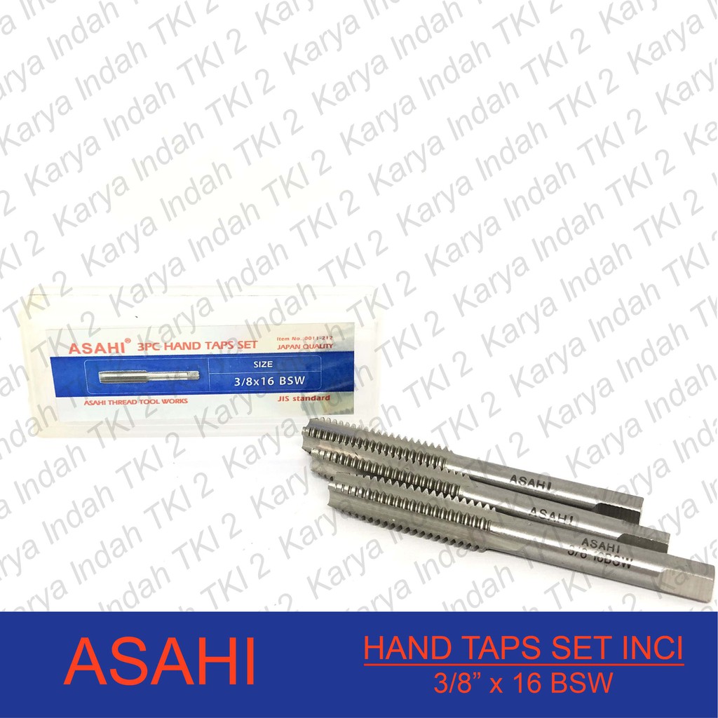 Jual Hand Tap Inch 3/8" x 16 BSW ASAHI Tap Tangan Inci Set 3Pcs Pembuat ...