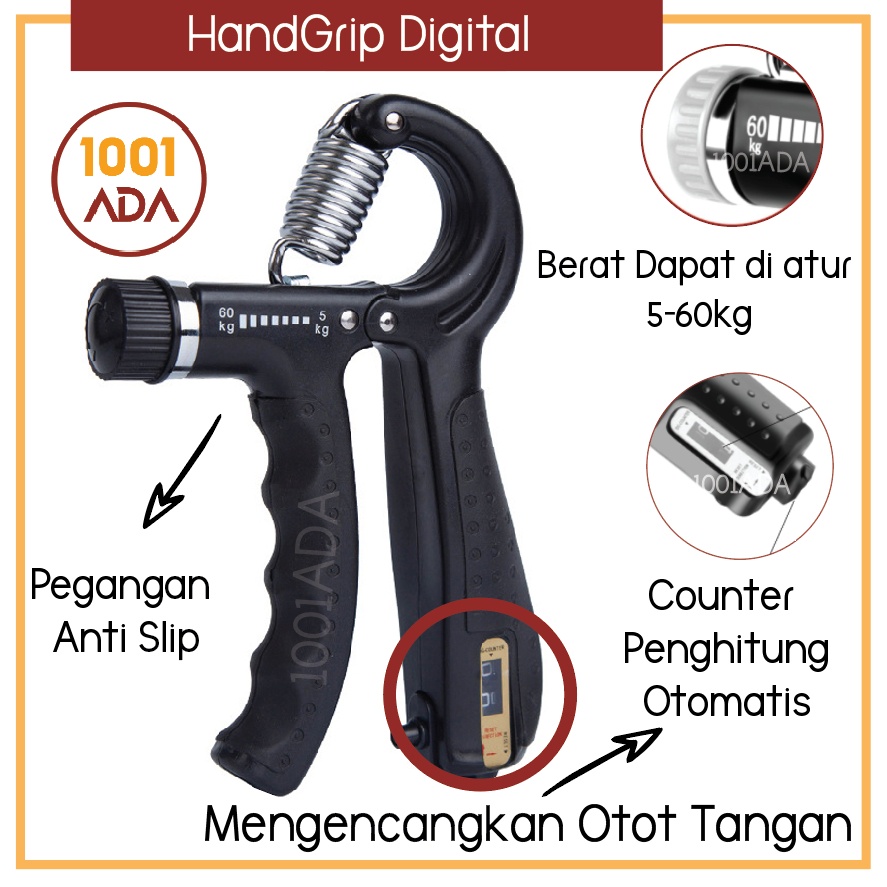 Jual HAND GRIP DIGITAL HITUNG OTOMATIS HANDGRIP ADJUSTABLE 5-60 KG ALAT ...