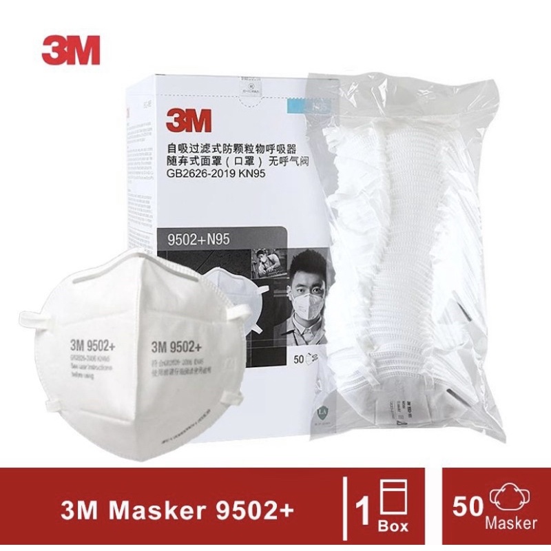 Jual 3M 9502+ Masker N95 Particulate Respirator-1 Box (50 masker ...