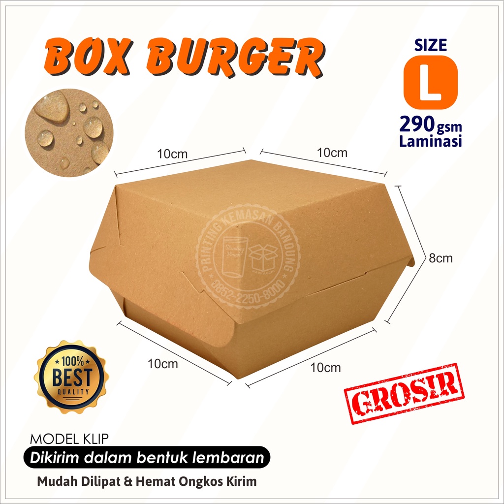 Jual CUSTOM CETAK Dus Burger Box Kotak Paper Roti Kue Snack Makanan ...