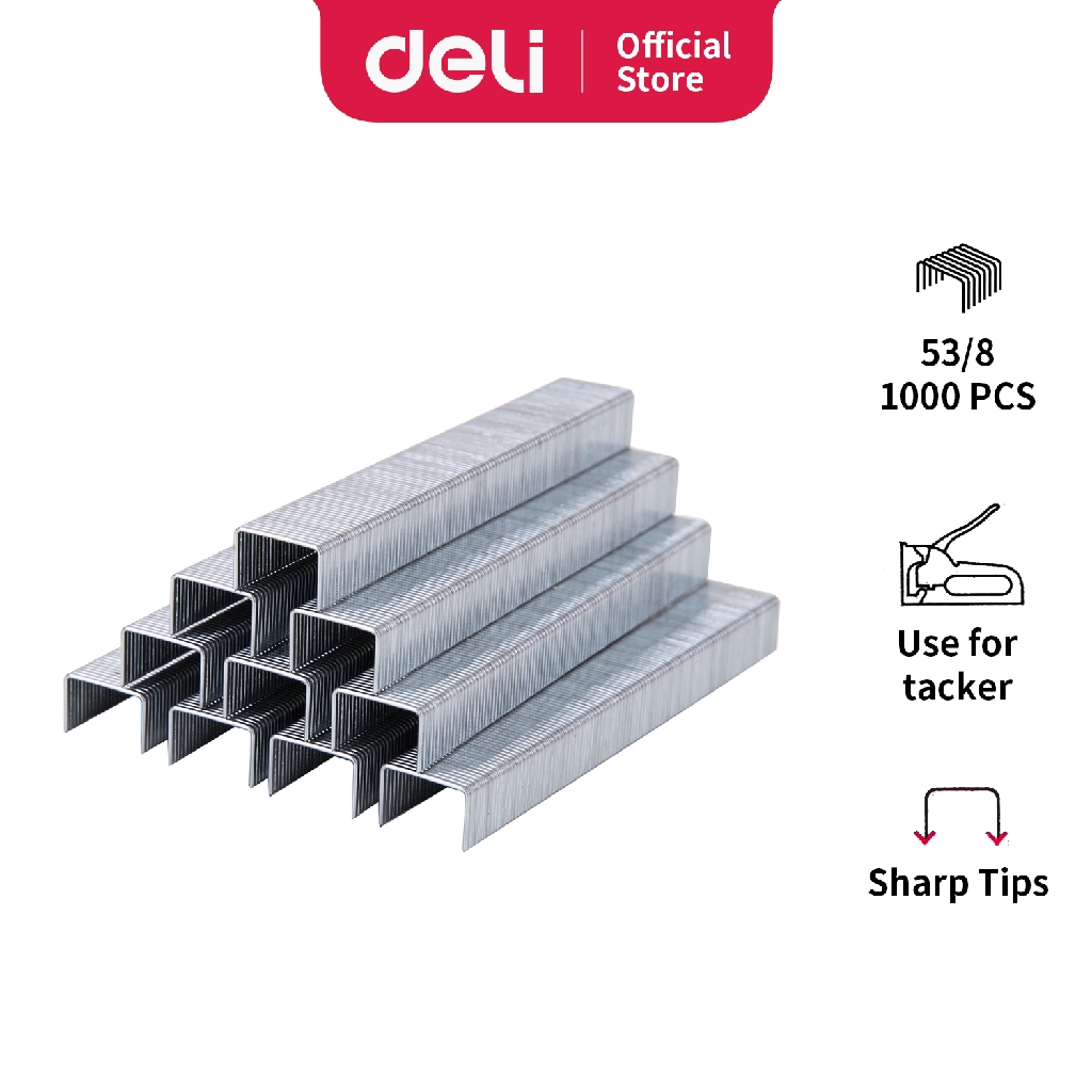 Jual Deli Isi Staples Tembak 53/8 dengan ujung yang runcing untuk hasil ...