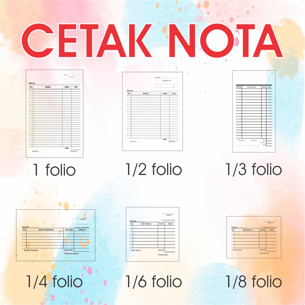 Jual Cetak Nota Bon 2 Rangkap/Ply Carbonless Tanpa Karbon | Shopee ...