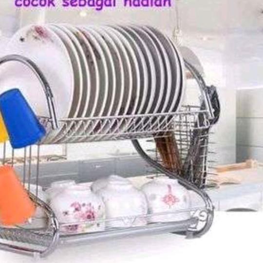 Jual RAK PIRING Stainless Minimalis 2 Susun Tingkat Peralatan Dapur ...