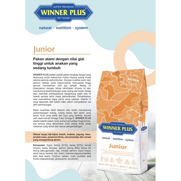 Jual Winner Plus Junior 18kg | Shopee Indonesia